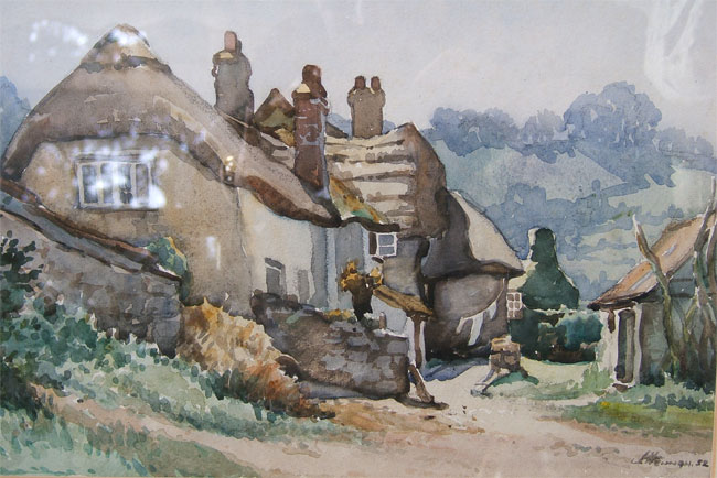 Cottages At Axminster, 1952 - by J E Hennah